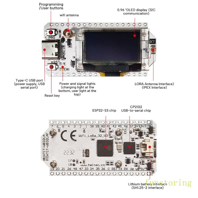 FUN ESP32 SX1262 LoRaWAN 240MHz 0 9 Inch LED Display Wifi BLE ESP32S3 LoraWAN Development Board ...