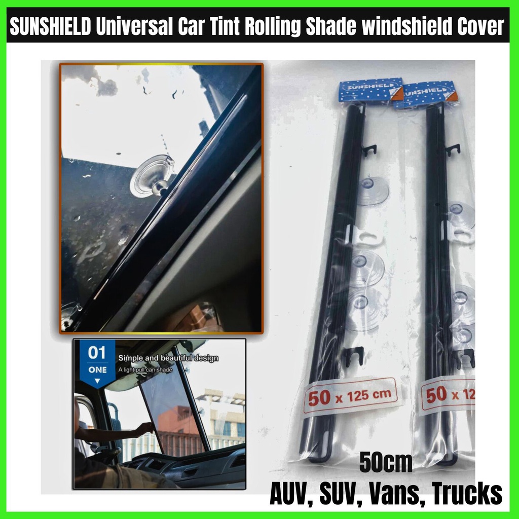 SUNSHIELD Universal Car Tint Rolling Shade windshield Cover for SEDAN ...
