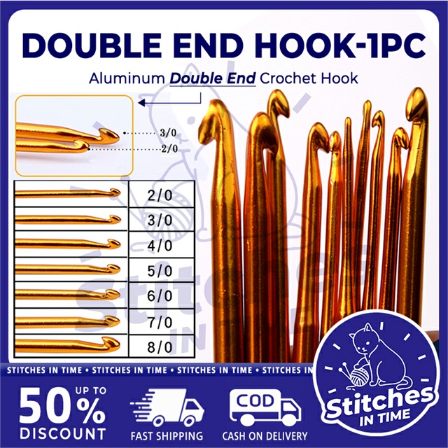 ST Gold Crochet Double End Hook Dhook 1/0-5/0Mm | Shopee Philippines