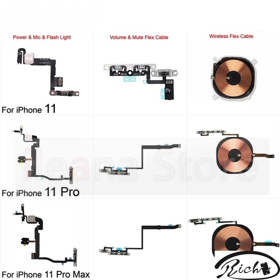 Power Volume Button NFC Wireless Charging Flash Light Power Flex Cable ...