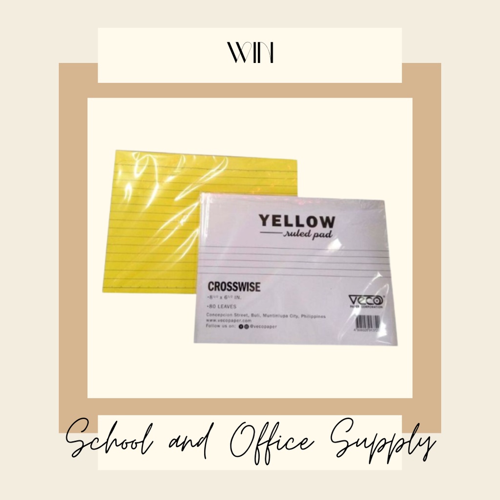 Veco Yellow Pad Paper crosswise size | Shopee Philippines