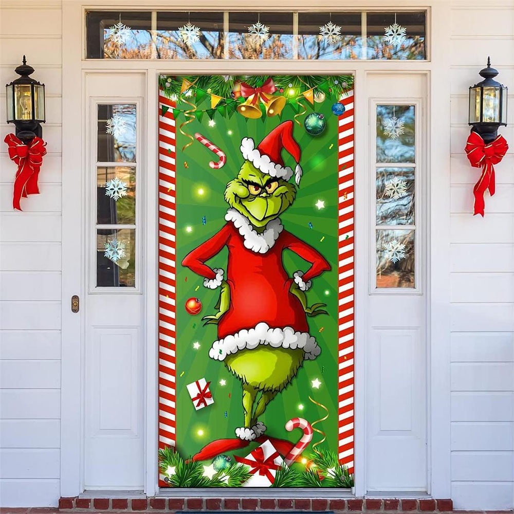 Merry Christmas Grinch Christmas Door Cover Decorations Banner Grinch ...