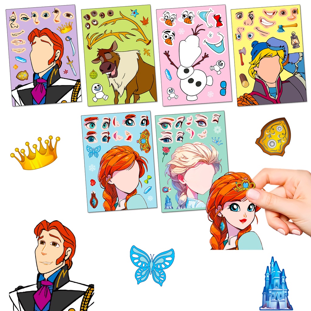 6PCS Cartoon Snow and Ice Princess - Aisha Puzzle Sticker Kindergarten ...
