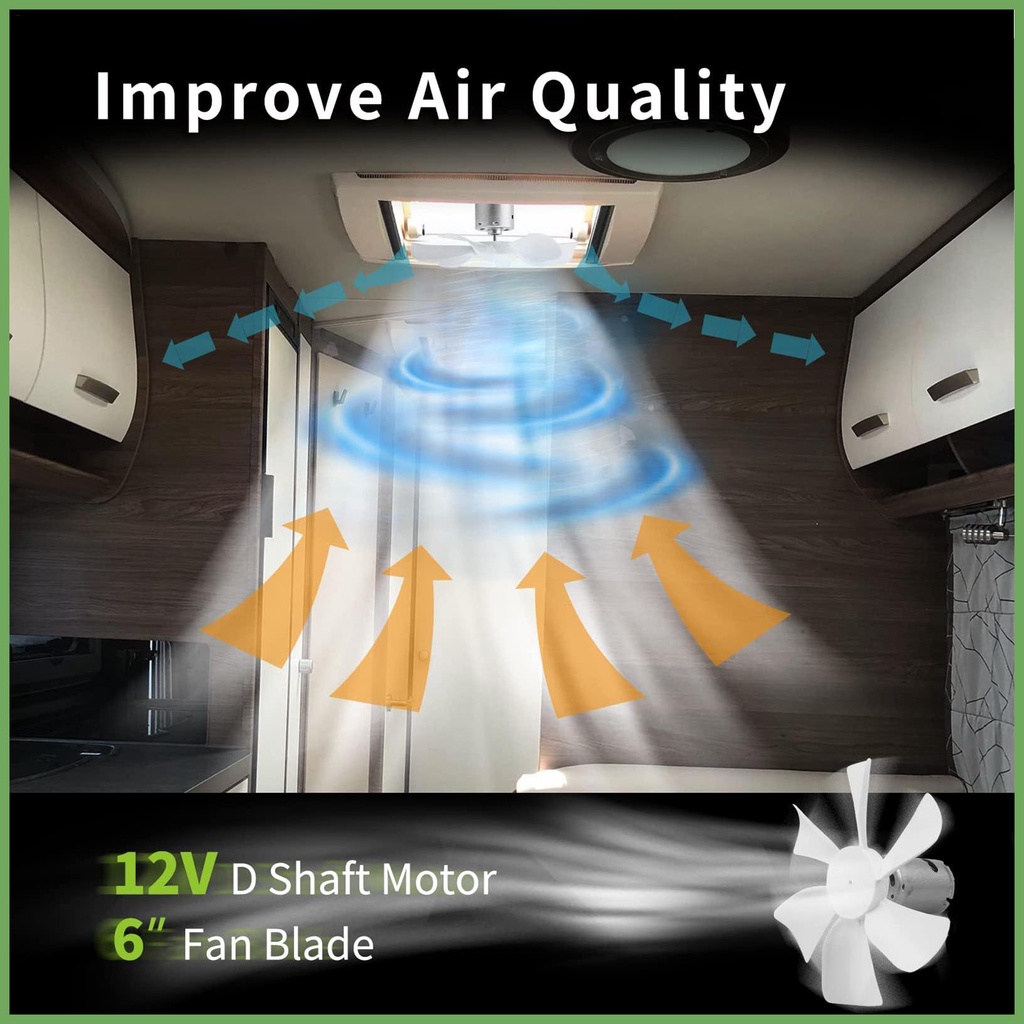 RV Bathroom Vent Fan RV Bathroom Fan Roof Vent Fan 12V D-Shaft RV Fan ...