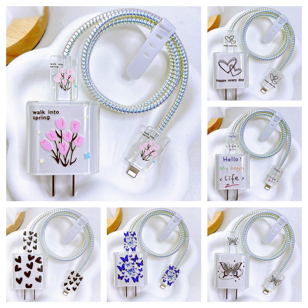 5 Pcs/set 20W Charger Protector TPU Charger Case Cable Protectors for ...