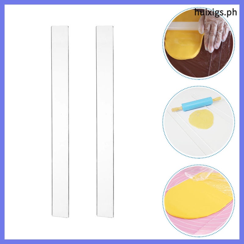 2 Pcs Cookies Acrylic Measuring Dough Strips Roller Ruler Scale Pastry ...