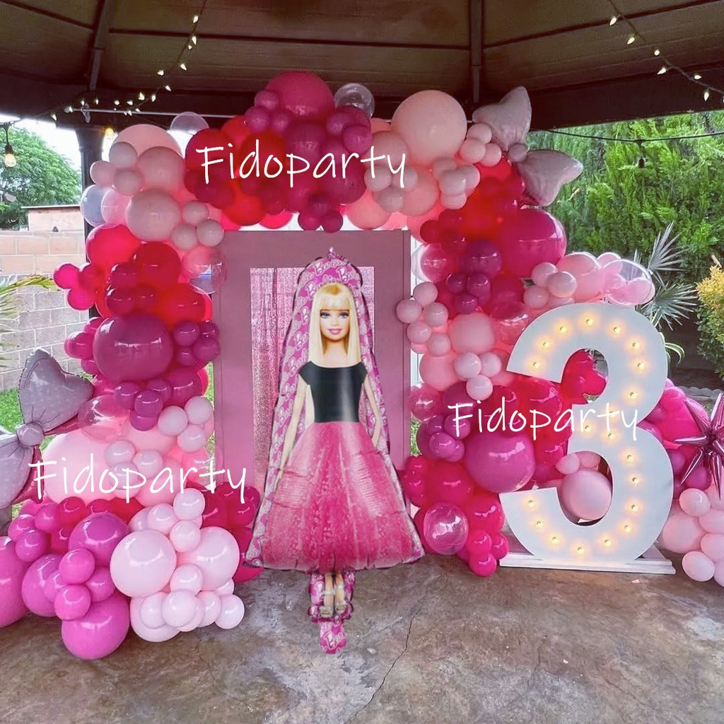 Pink Barbie Balloons Garland Arch Kit Bow-knot Foil Balloon Wedding ...