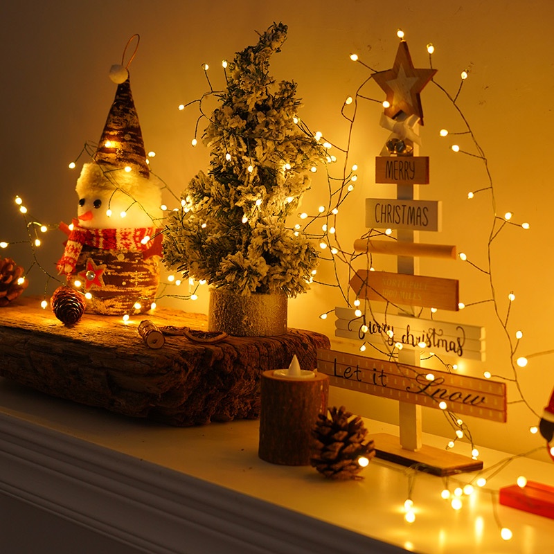 【Green Wire Warm White】 LED Firecracker Lights for Christmas Tree ...