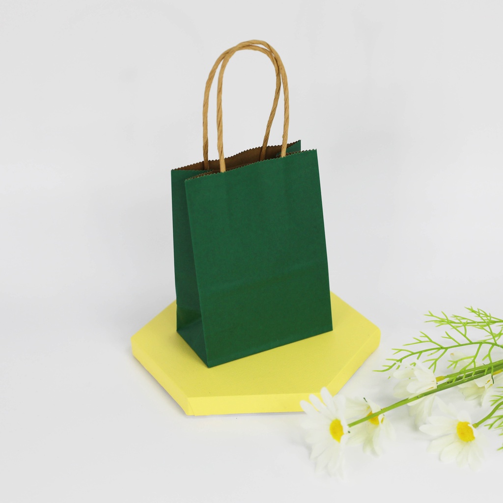 10 Piece Set Paper Bag Birthday Gift Bag Gift Tote Bag Solid Color Gift ...