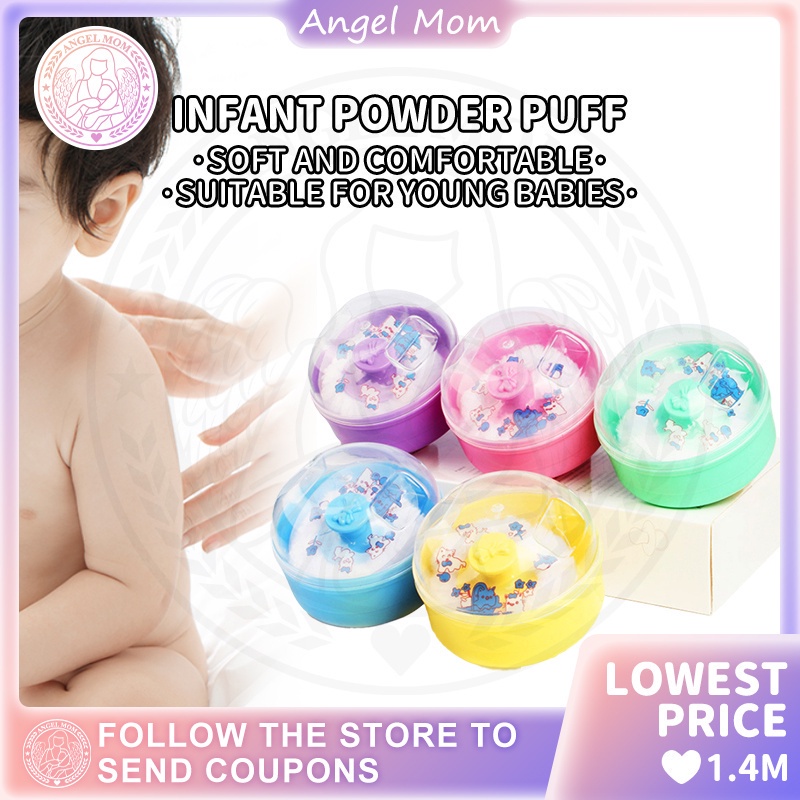 Baby Powder Puff Box Baby Round Puff Talcum Powder Sponge Box Newborn ...