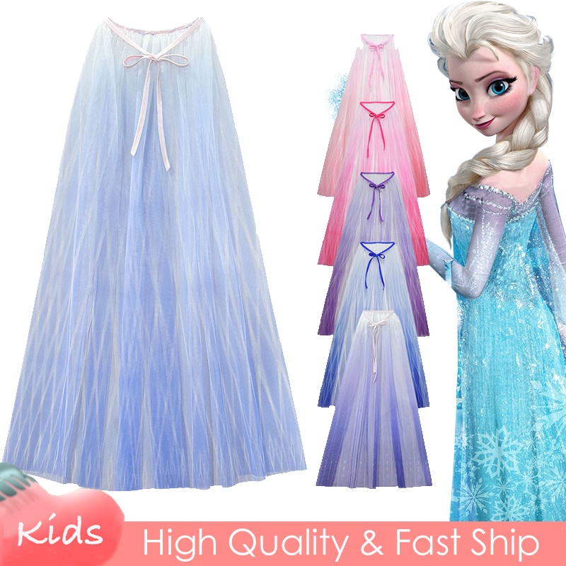 Elsa Frozen Cape Pink Blue Purple Mesh Cloak For Kids Girl Princess ...