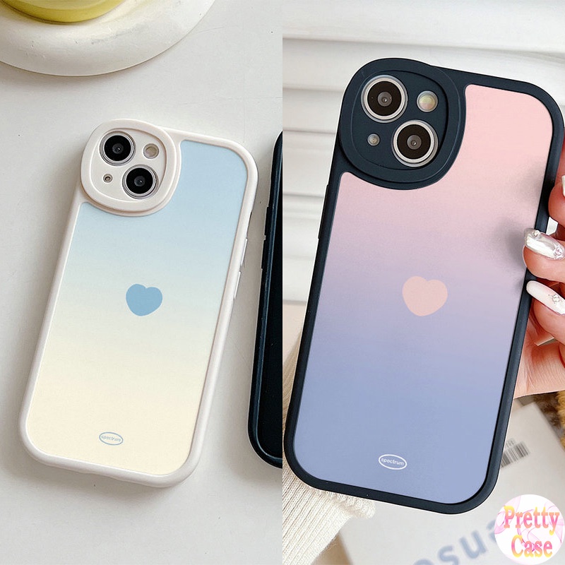 Casing Oval Big Eye Soft Phone Case Motif Heart Love Gradient Color for ...