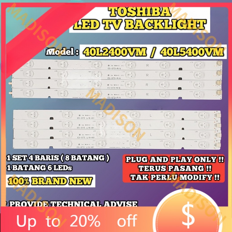 Toshiba tv backlight strip 40L2400VM / 40L5400VM TOSHIBA 40 INCH LED TV ...