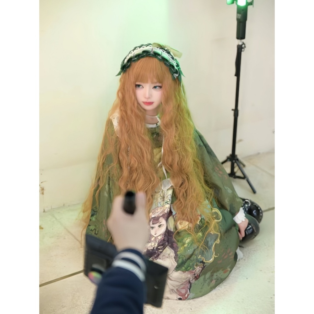 Starway Brown Yellow 1.0m m Long Curly Hair lolita Water Ripple 312 Mao ...