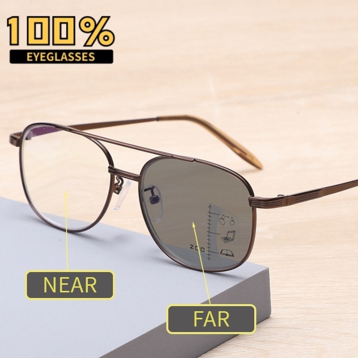 Double Vista Photochromic Near And Far Reading Glasses For Men Anti ...