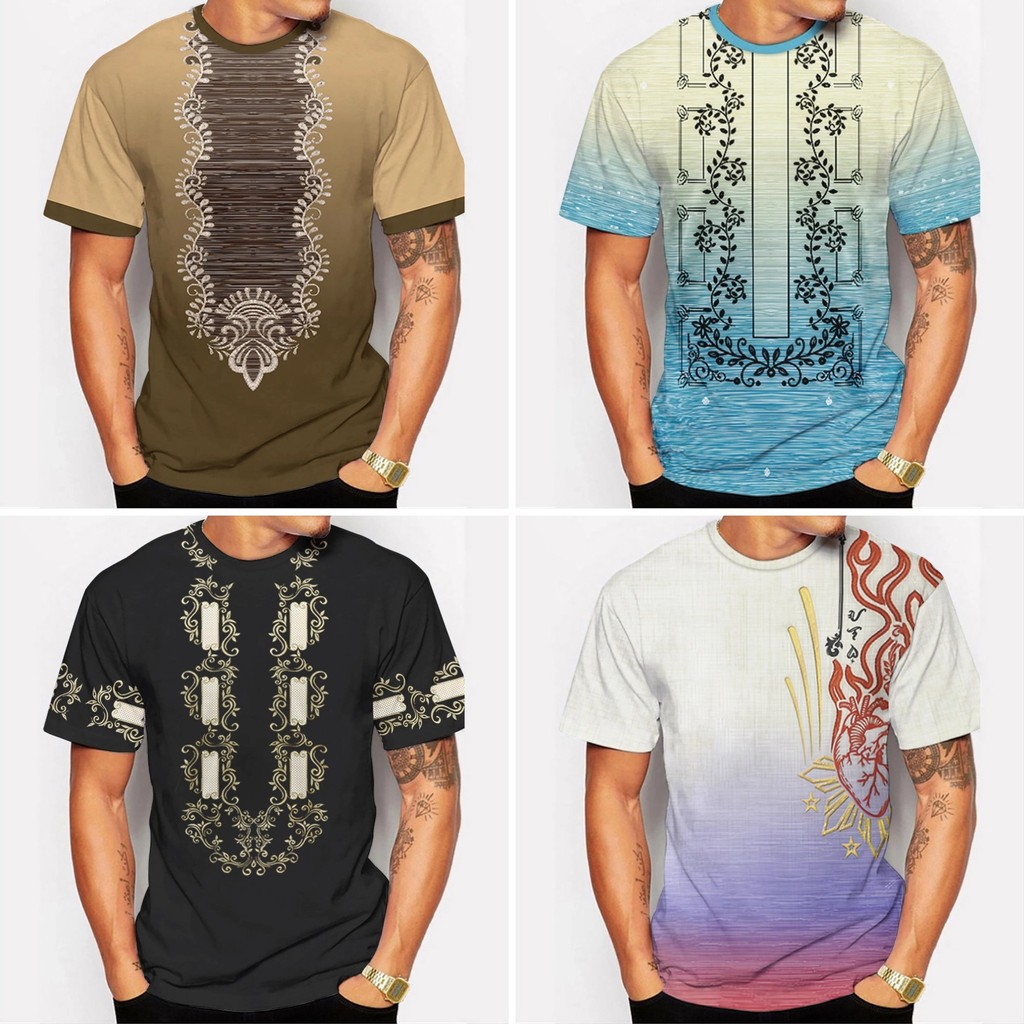 2025 Philippine Modern Balong Style Men's Round Neck Short -sleeved ...