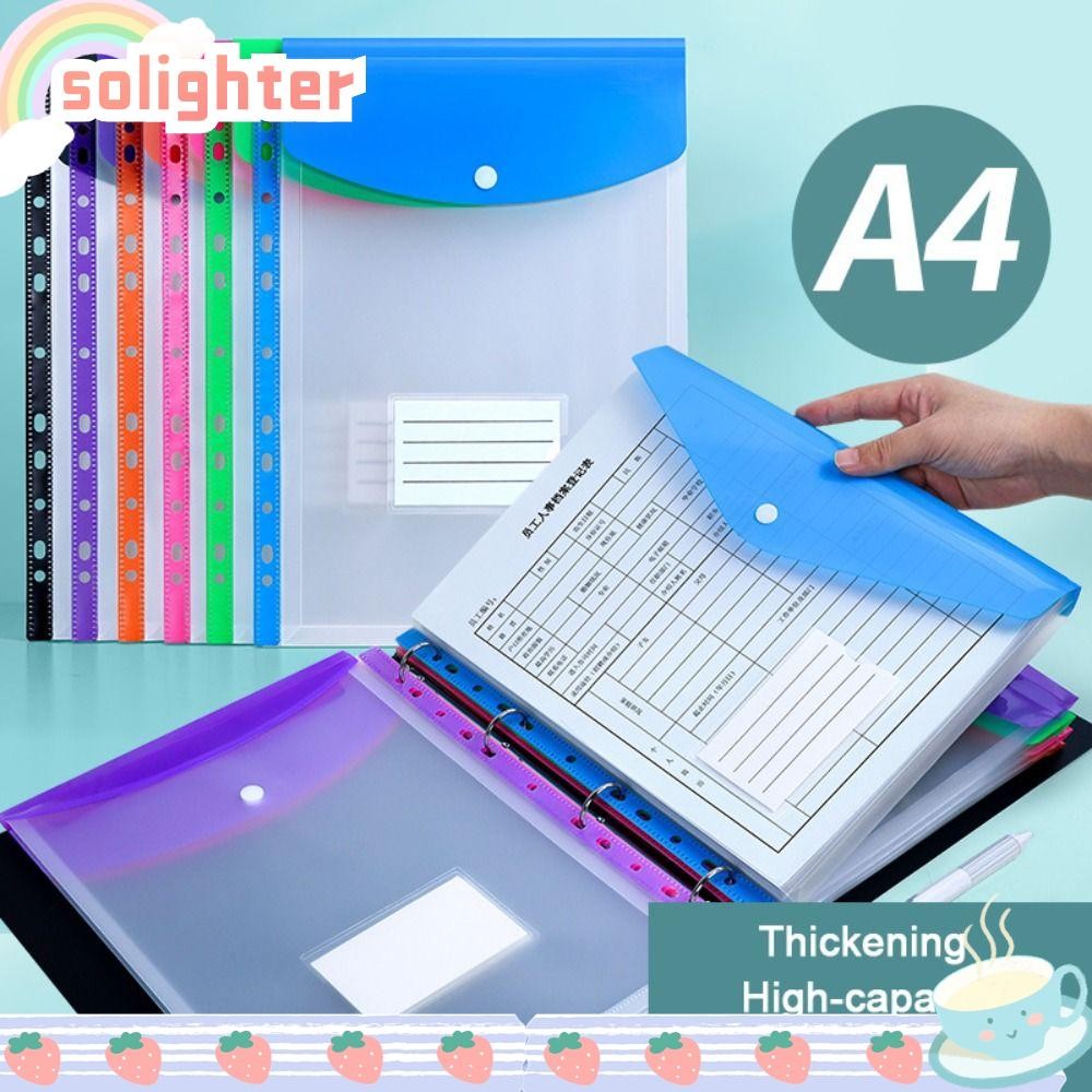 SOLIGHTER 6 pcs Binder Folders, Plastic Binder Pocket, 11 Holes A4 6 ...