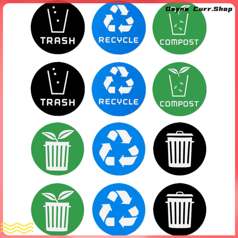 12 Pcs Trash Can Countertop Compost Bin Garbage Sorting Stickers Cans ...