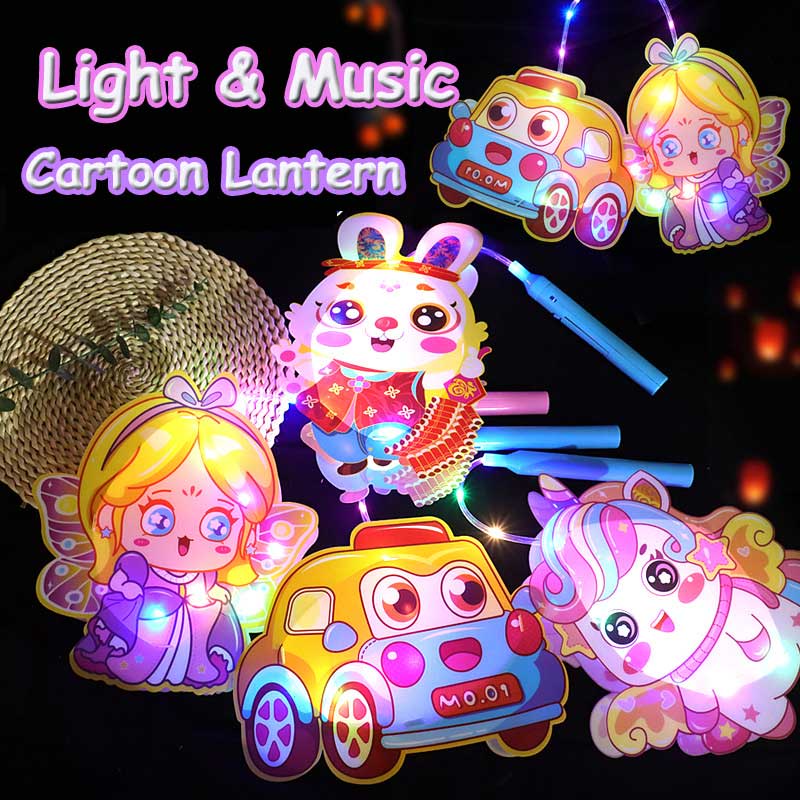 DIY Children's Lantern Cartoon Electric Butterfly Rabbit Portable ...