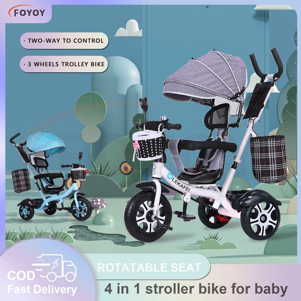 Foyoy 4 In 1 Stroller Bike for Baby 3 Wheels Trolley Bike for Kids Bike ...
