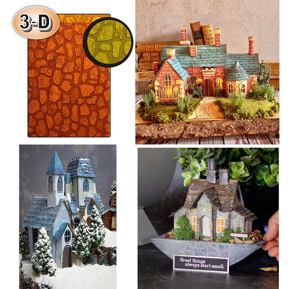 3D Embossing Folder Stone Wall Pattern Scrapbooking Supplies Craft ...
