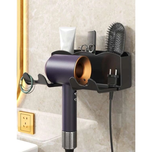 Kitchen Plus Hair Dryer Holder Mount Compatible with All Hair Dryers ...