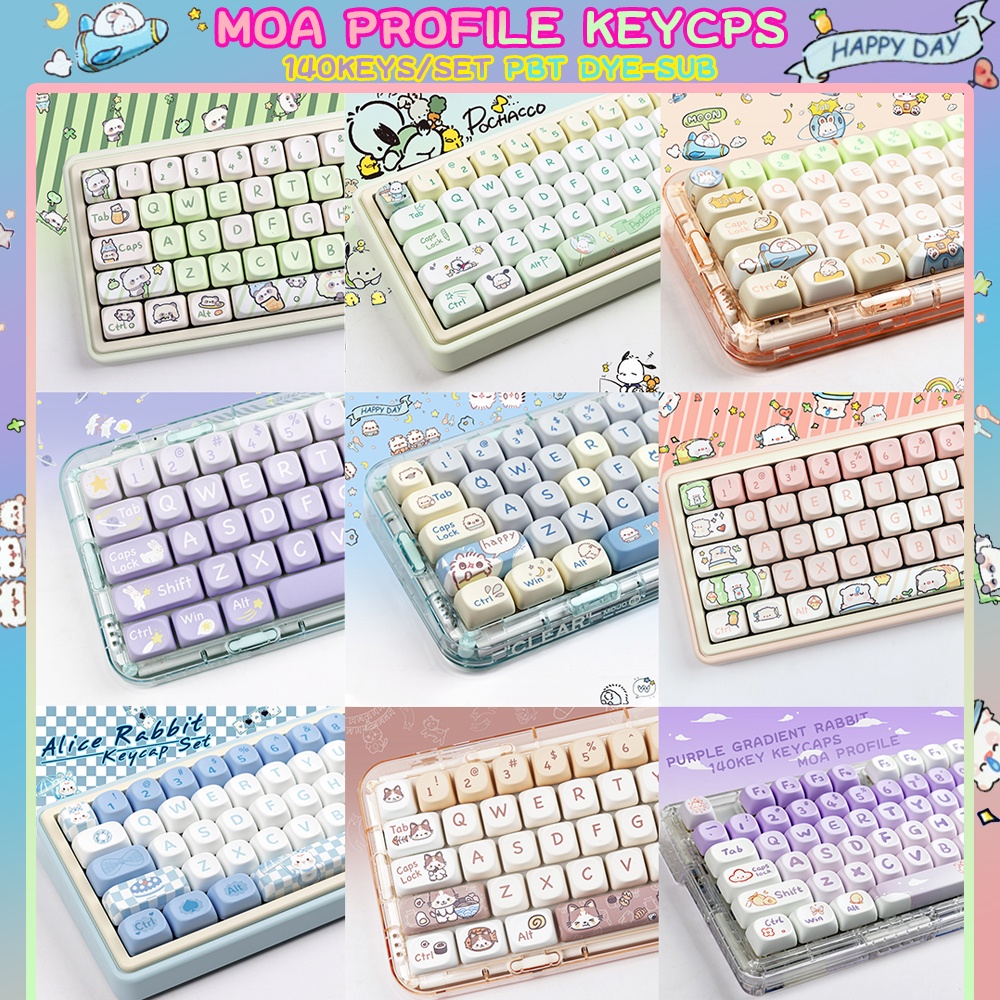 MOA Profile Theme Keycaps 140Keys/Set PBT DIY Custom for Gateron Cherry ...