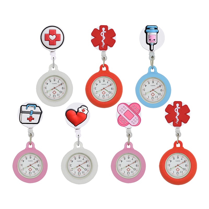 Cartoon Red Cross Telescopic Badge Scroll Pocket Watch Nurse Color ...
