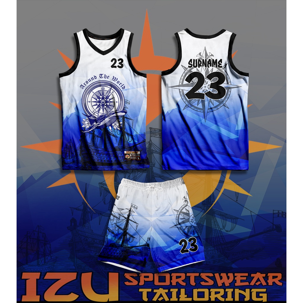 Basketball Jersey Ocean Element - Compass Full Sublimation Short Up and ...