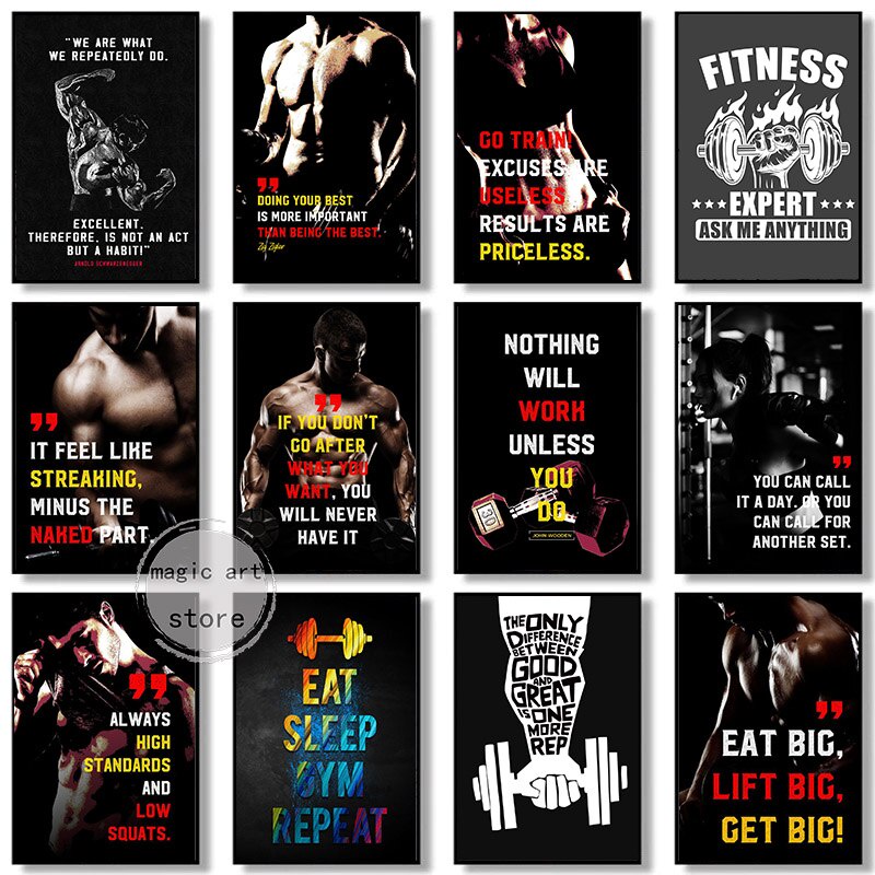 Motivational Bodybuilding Gym and Fitness Art Posters for Home Gym ...