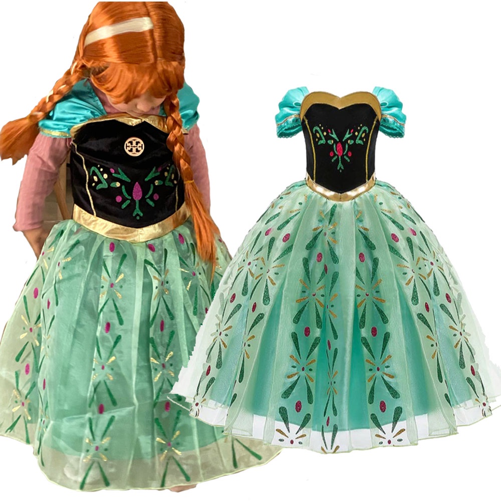 Princess Dress Elsa Girl Clothing Anna Dress Summer Cosplay Snow Queen