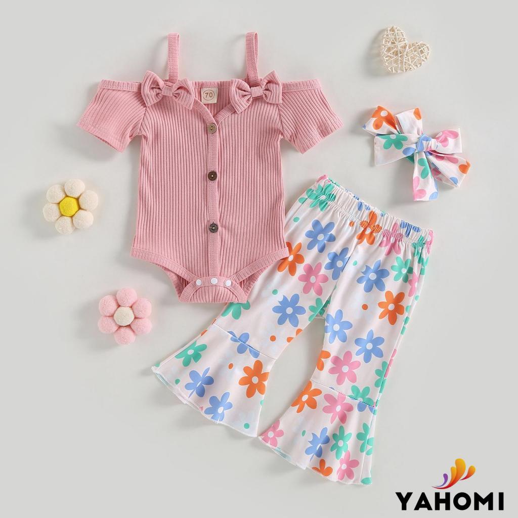 ZXT-Baby Girls Summer Jumpsuits Set Button Short Sleeves Romper and Cow ...
