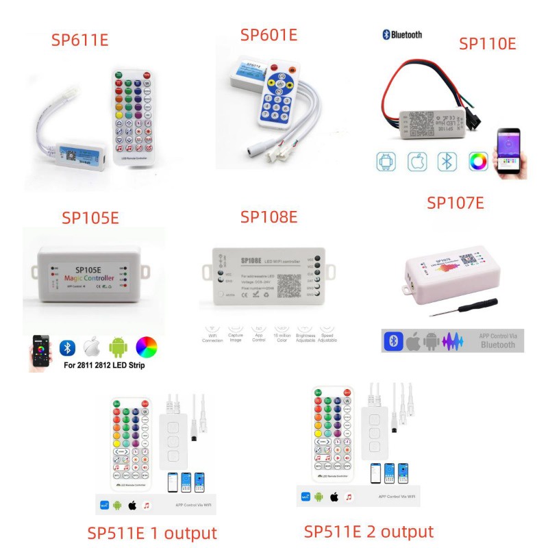 DC5V-24V WS2812B WS2811 SK6812 Led Pixels Strip Light Controller Bluetooth SP105E SP110E WIFI ...