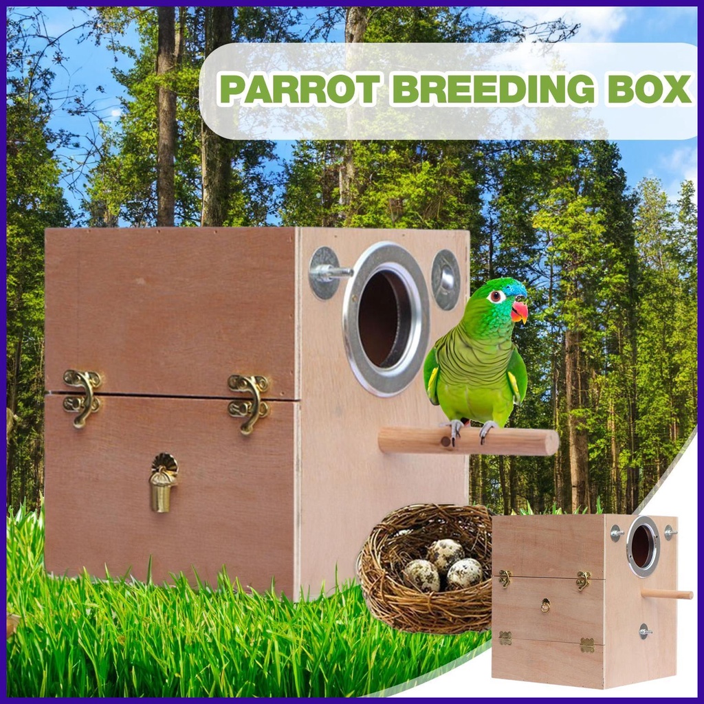 Parakeet Bird Breeding Nest Boxes Wood Bird Breeding Nest Parrot Mating ...