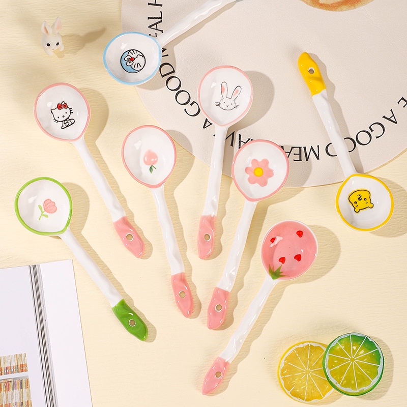 Featured Ceramic Spoon Cute Cartoon Spoon ins High Beauty Ceramic Spoon ...