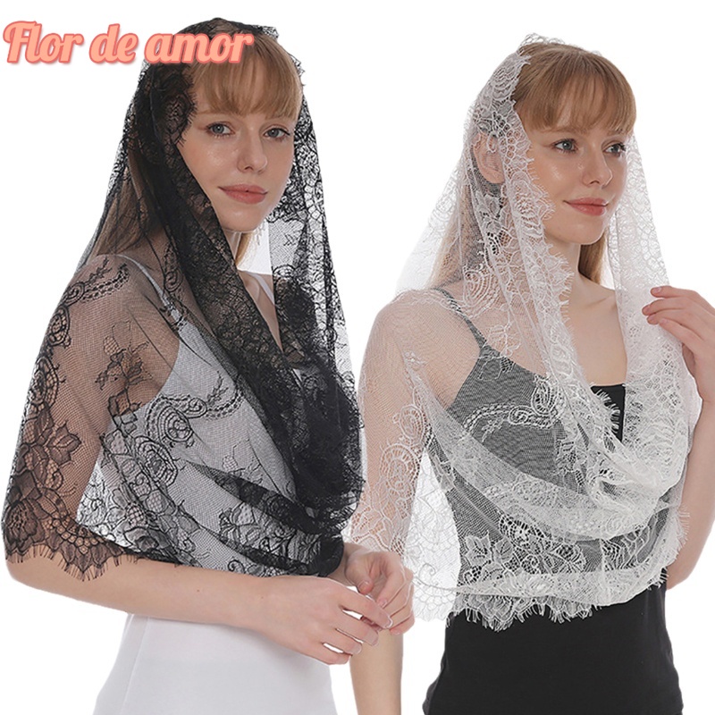 Head Scarf For Church Mantilla Lace Scarf Chapel Veil Spanish Mantillas ...