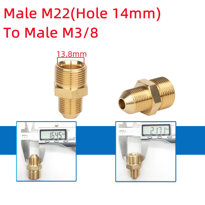 Brass 3/8" 1/4" M14 M18 M22 Thread Connector Male Female Adapter for ...