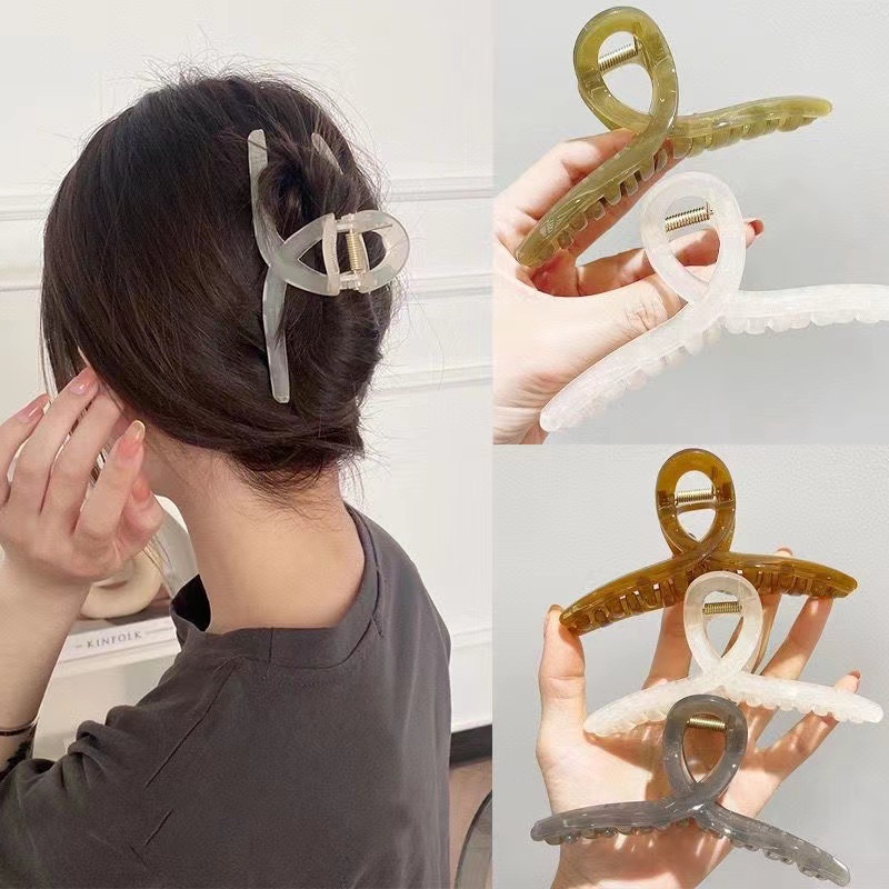 Korea Elegant Large Matte Multicolor Hairpin Bath Hair Catch Shark Clip ...