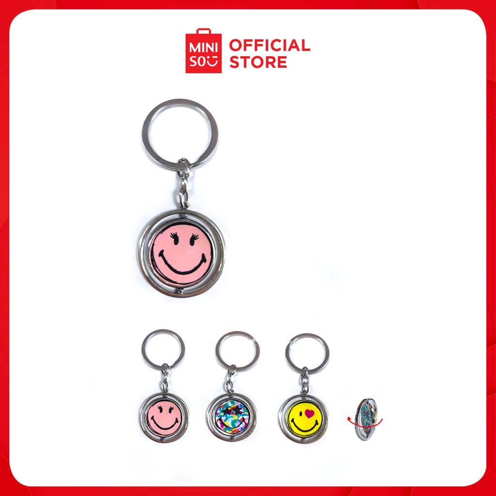 MINISO Smiley World Collection Revolving Metal Keychain | Shopee ...