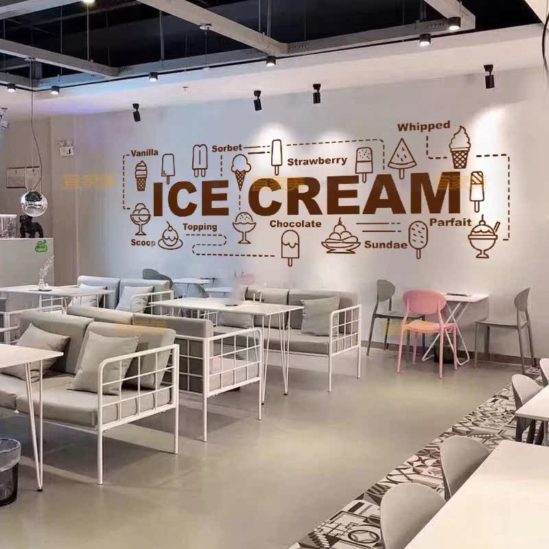 Cold Drink Store Summer Window Glass Decal Ice Cream Cone Shop Vinyl ...