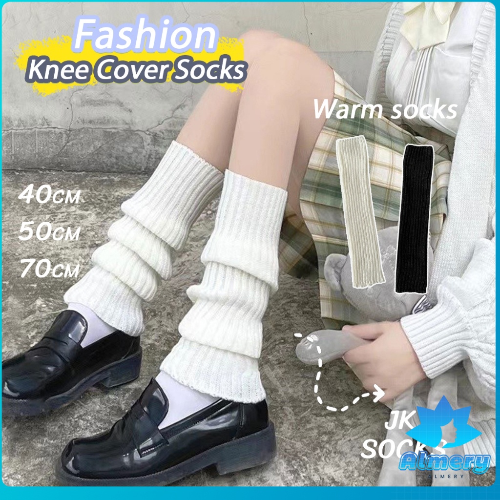 AY Women Lolita Leg Warmers Winter Knee Cover Socks Japanese Striped ...