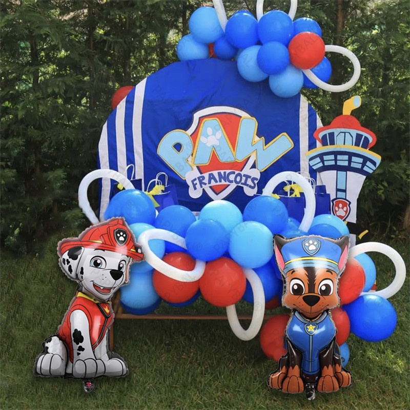Paw Patrol Theme Balloon Chain Chase Marshall Foil Balloon Blue Red Latex Balloon 32inch Red ...