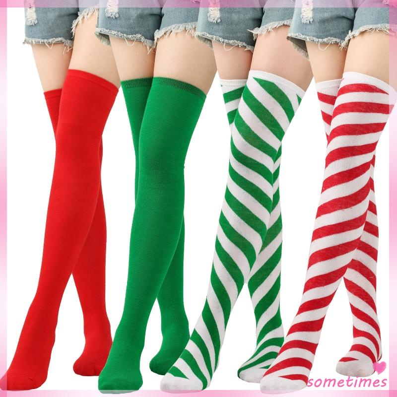 Time Women Long Diagonal Striped Socks Over Knee Thigh High Stockings ...