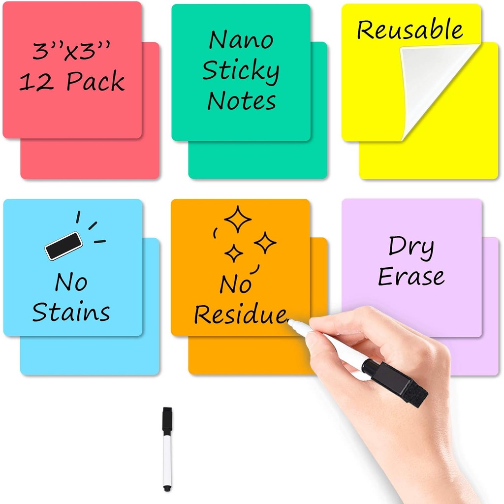 40 Pcs Reusable Memo Stickers, Adhesive Whiteboard Labels for Reminder ...