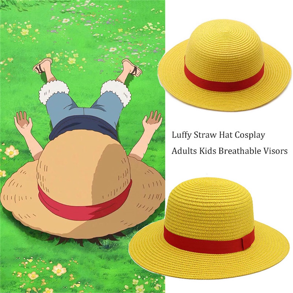 ONE PIECE LUFFY Straw hat Cosplay Hat Boater Beach Hat cap Anime ...