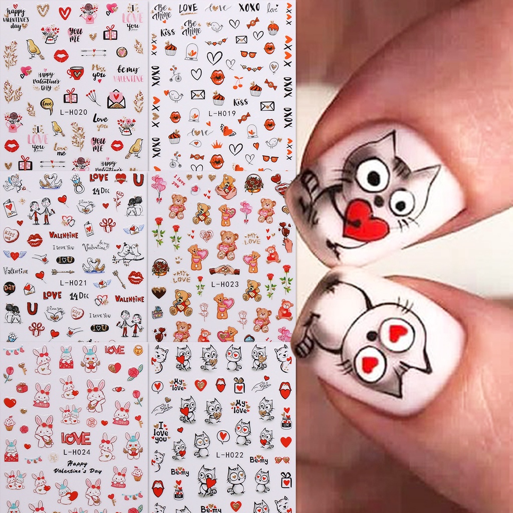 HAMA NAIL Nail Art Stickers Wholesale Valentine's Day Cartoon Cute Gold ...