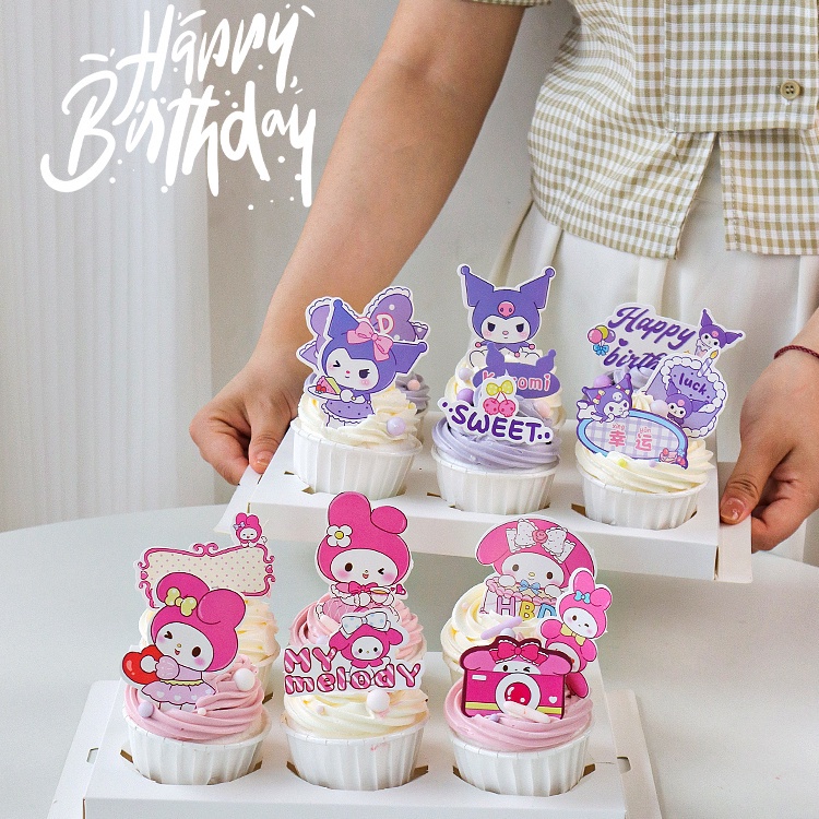 Sanrio Kuromi Melody Girls Happy Birthday Cake Plugin Cute Cinnamoroll ...