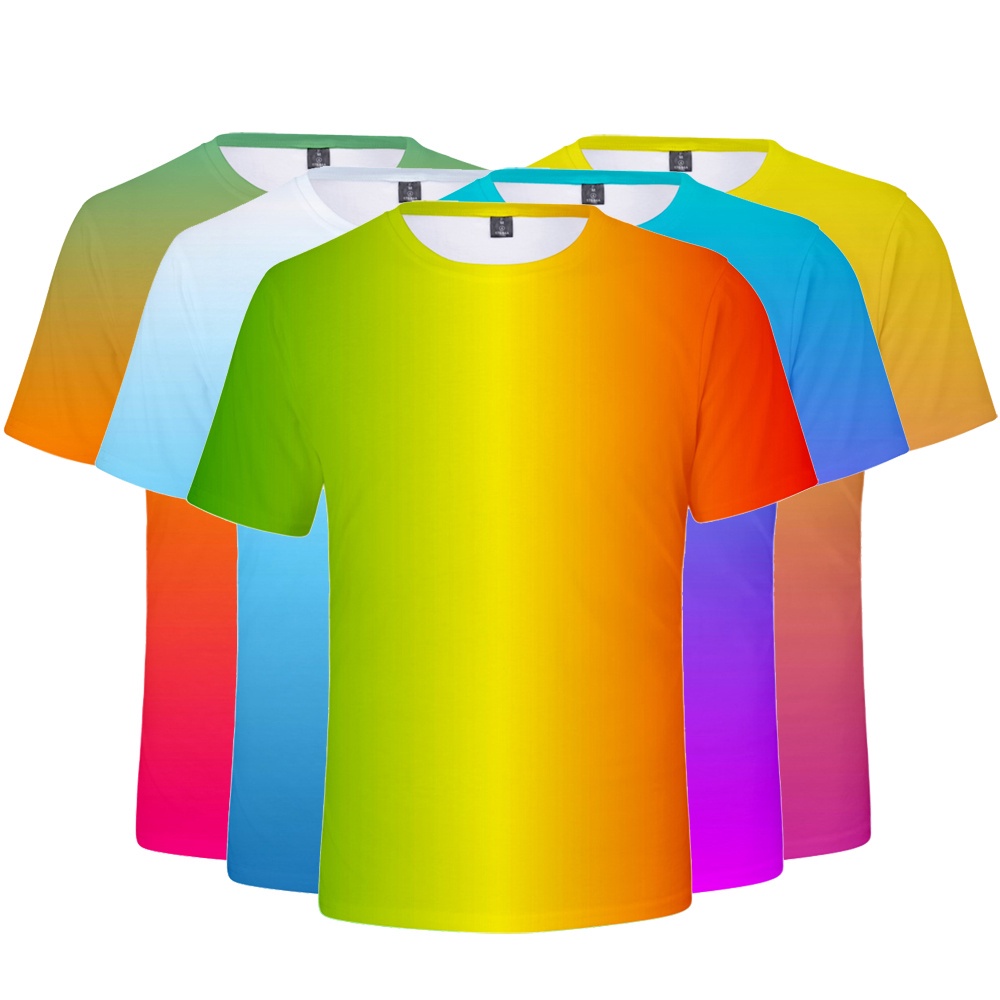 Solid color shirt, rainbow street clothing T-shirt, colorful men/women ...