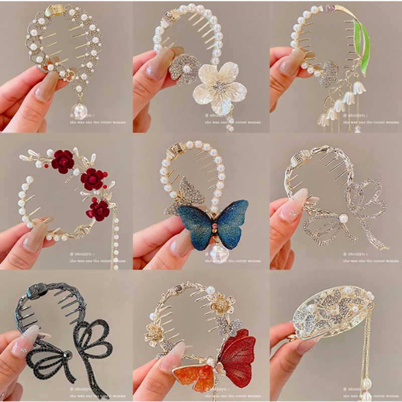 Butterfly Flower Tassel Hair Bun Buckle Hairpin Temperament Elegant ...