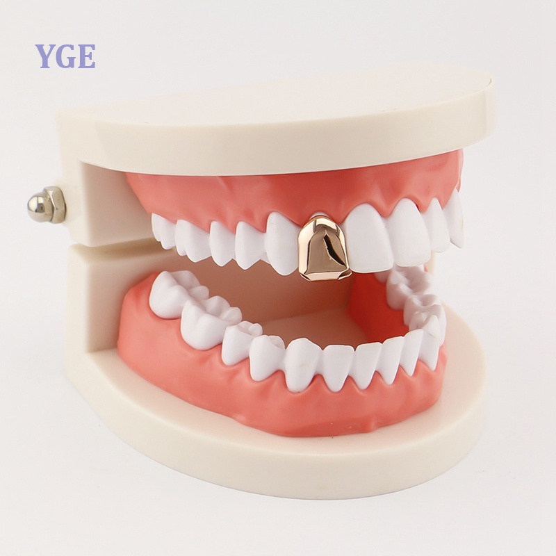 Hip Hop Gold Teeth Grillz Top and Bottom Dental Mouth Punk Tooth Caps ...